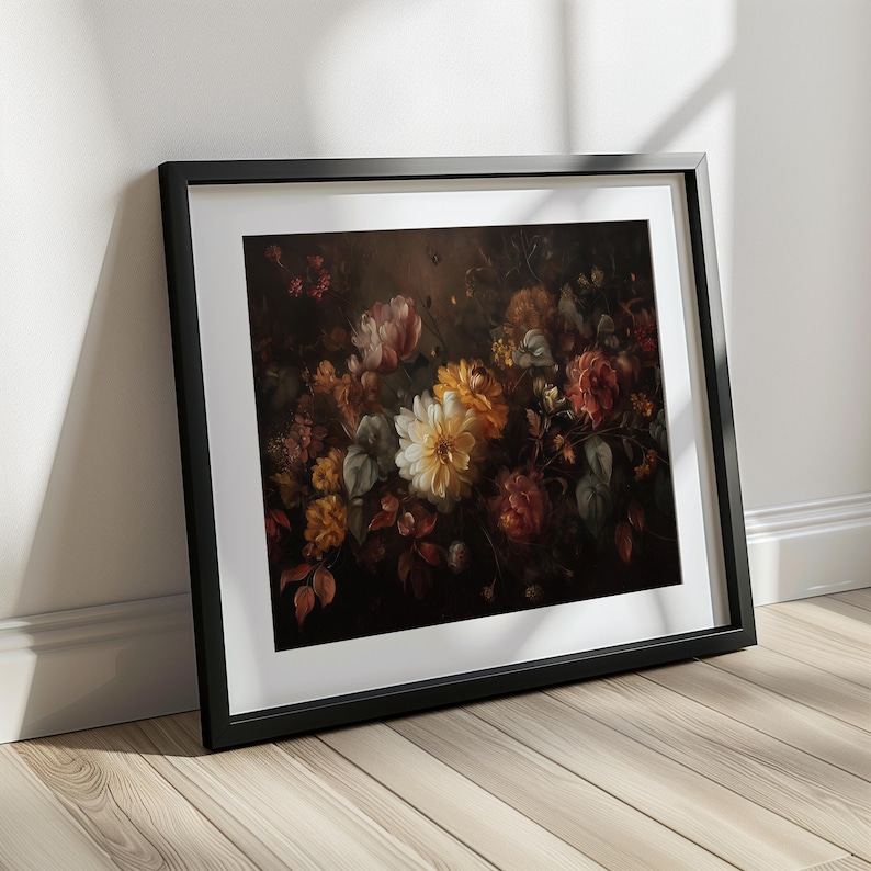 Dark Moody Baroque Floral Painting, Chiaroscuro Still Life, Vintage ...