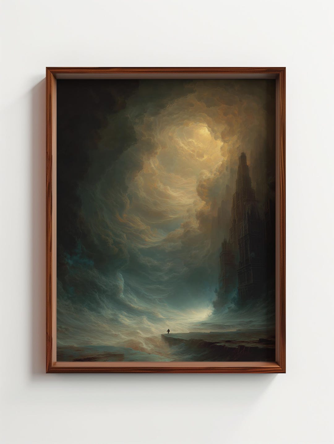 Sublime Gothic Cathedral Painting, Dark Abyss Landscape Art, Moody ...