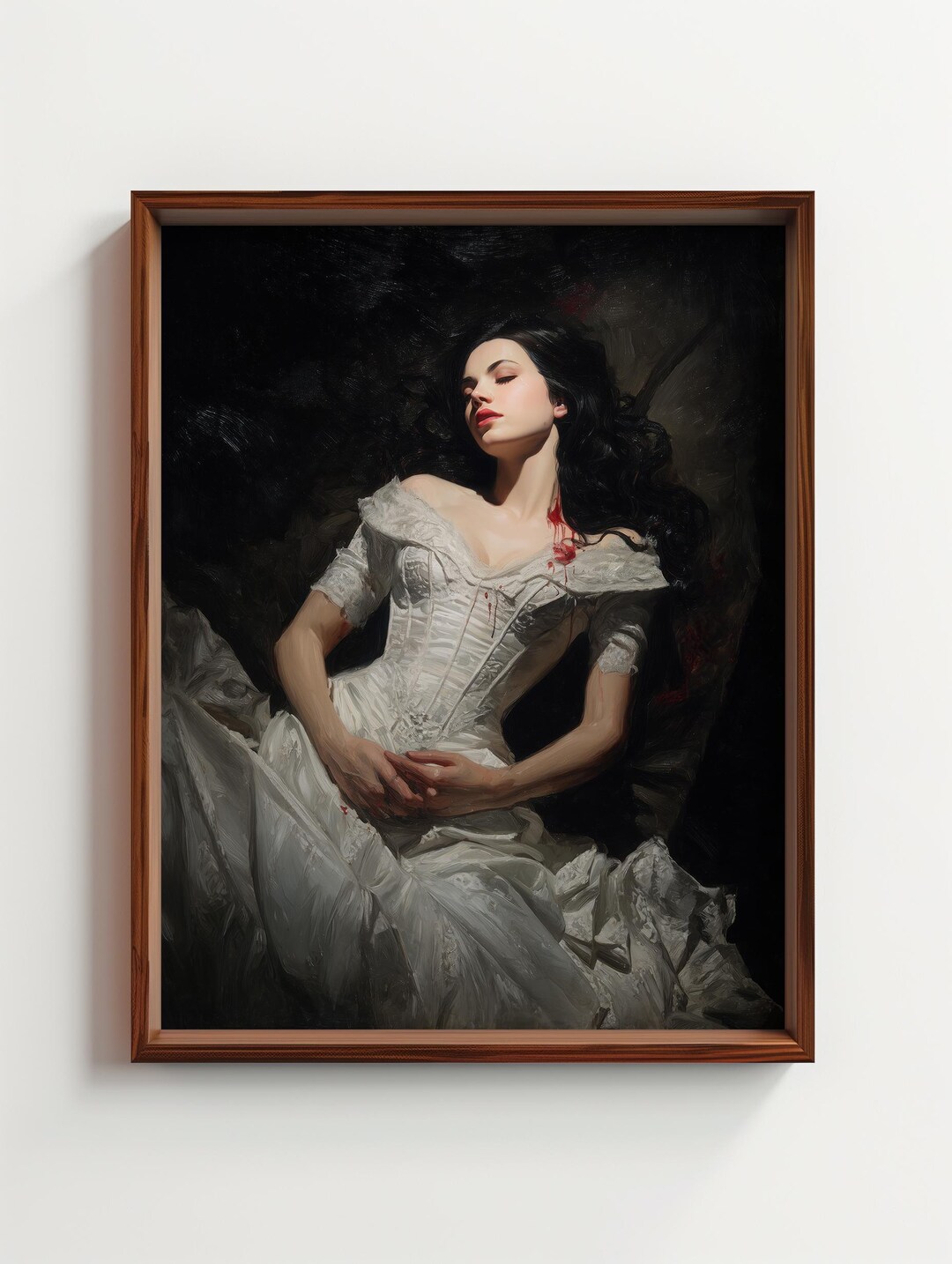Vampire's Victim Gothic Painting, Dark Romanticism Art Print, Moody ...