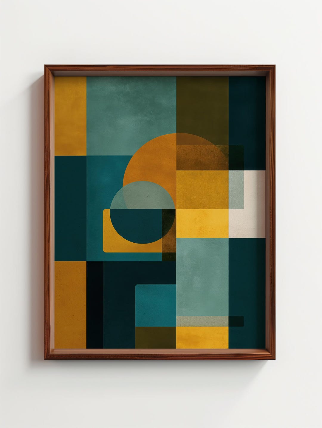Modern Minimalist Geometric Art, Teal Mustard and Burnt Sienna Print ...
