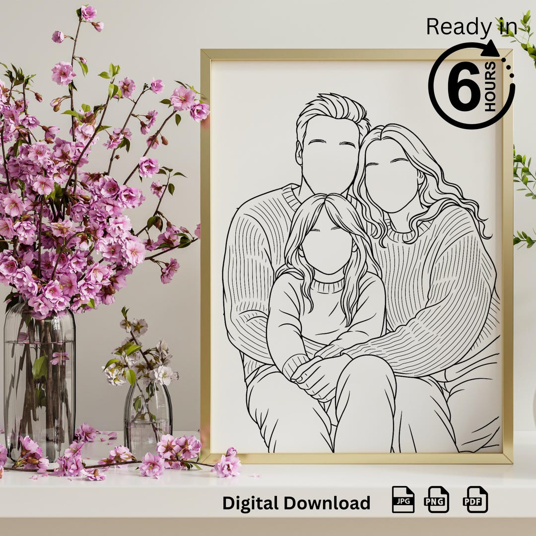 Custom Line Drawing From Photo, Couple Line Art Portrait From Photo ...
