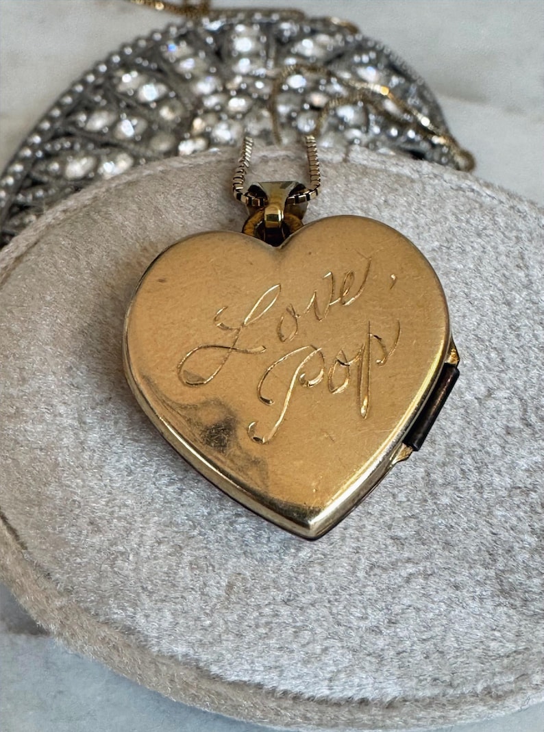 Vintage Gold & Diamond Heart Locket Pendant Necklace - Etsy