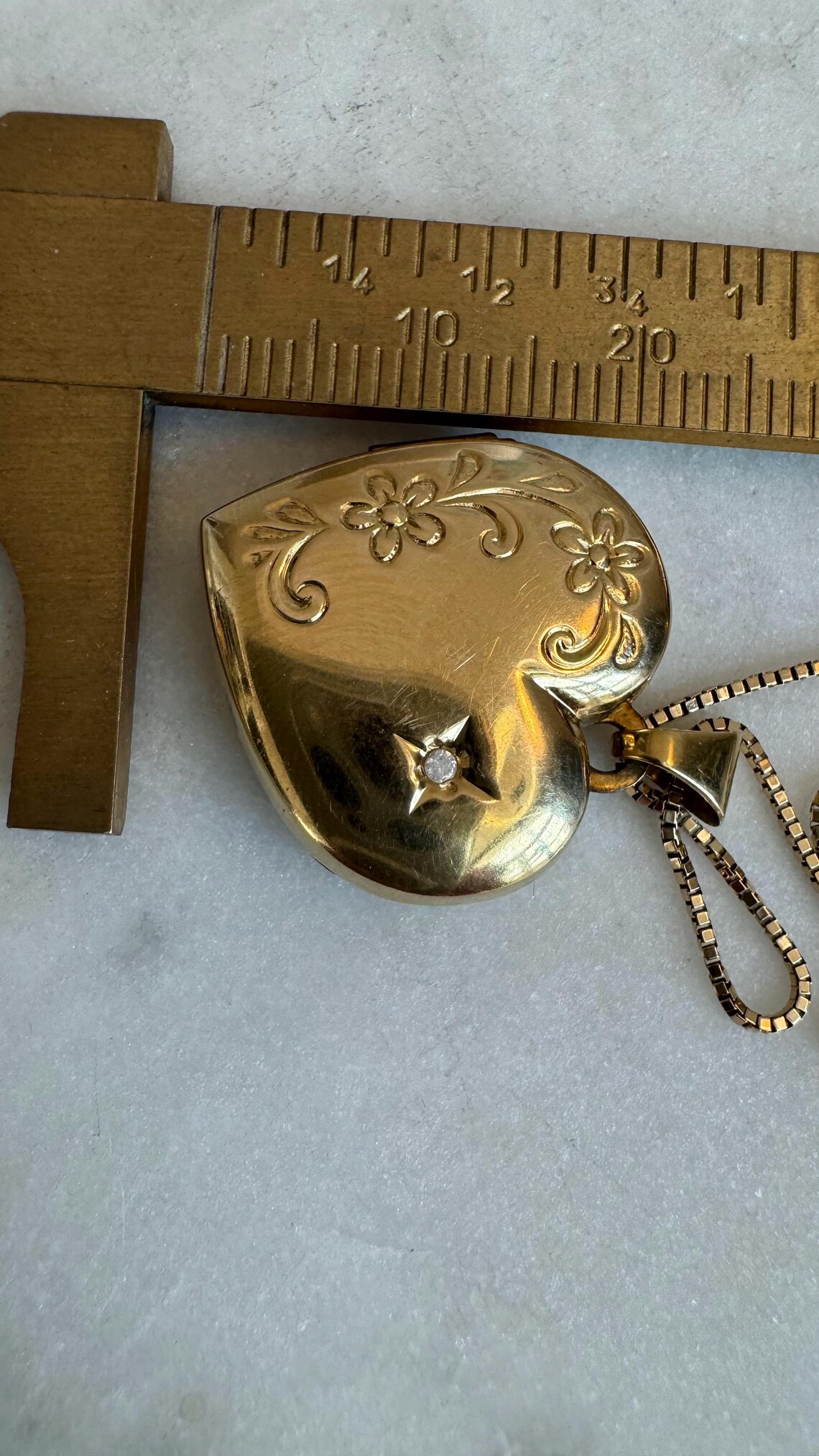 Vintage Gold & Diamond Heart Locket Pendant Necklace - Etsy