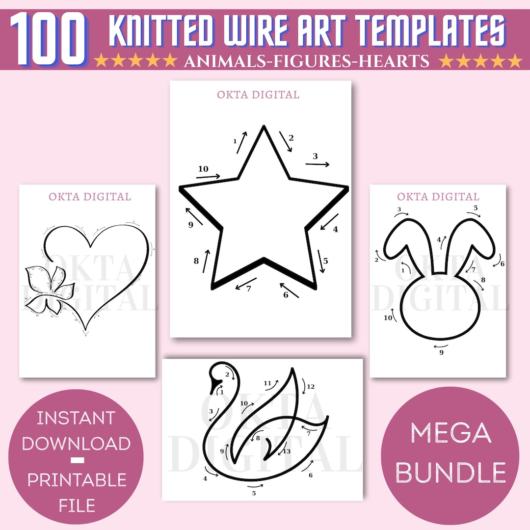 100 Pieces | Knitted Wire Art | DIY Wire Crafts | Tricotin Templates ...