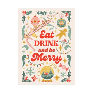 Festive Christmas Poster Digital Download Holiday Wall Art Printable ...