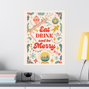 Festive Christmas Poster Digital Download Holiday Wall Art Printable ...