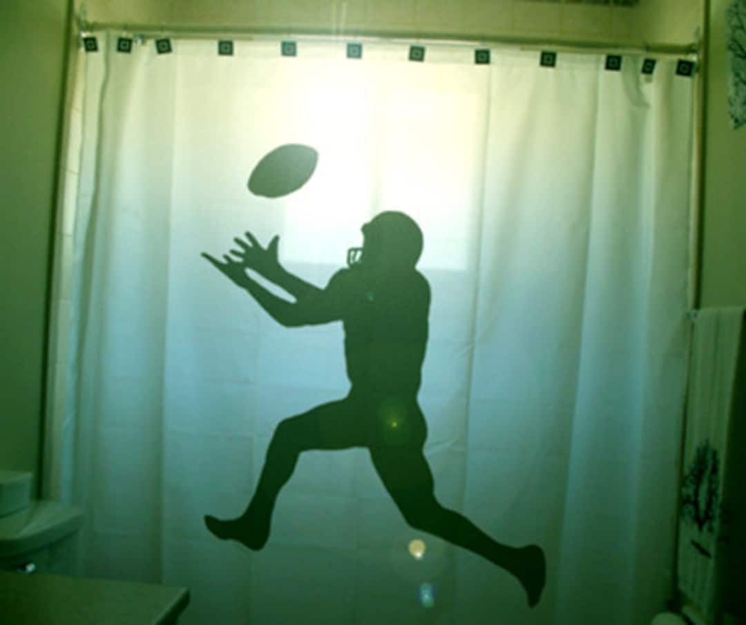Football Shower Curtain, Kids Sports Bathroom Decor. Extra Long Fabric ...