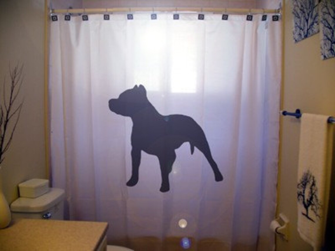 Pitbull Shower Curtain. Extra Long Fabric Shower Curtains 84 90 96 Inch ...