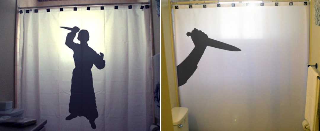 Horror Psycho Fabric Shower Curtain, Halloween Bathroom Decor - Etsy