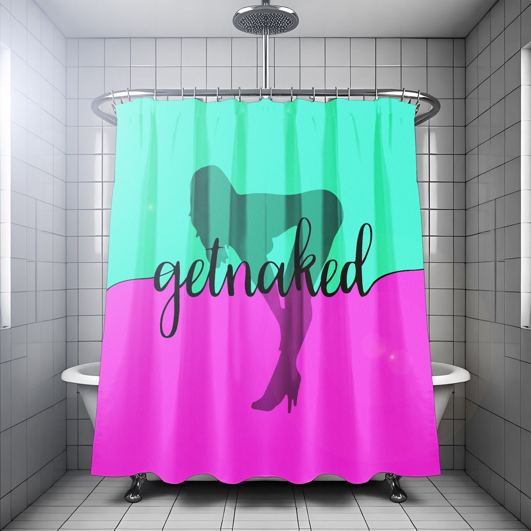 Get Naked Shower Curtain. Sexy Bathroom Decor. Extra Long Fabric ...
