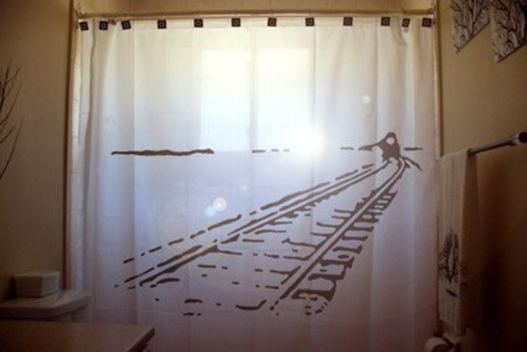 Train Tracks Fabric Shower Curtain, Railroad Bathroom Decor - Etsy