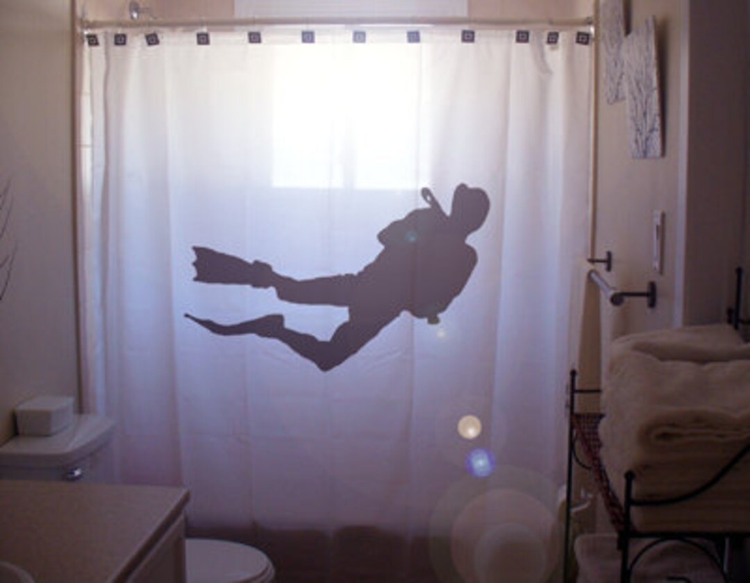 Snorkeling Shower Curtain, Scuba Diver Bathroom Decor, Kids Bath Ocean ...
