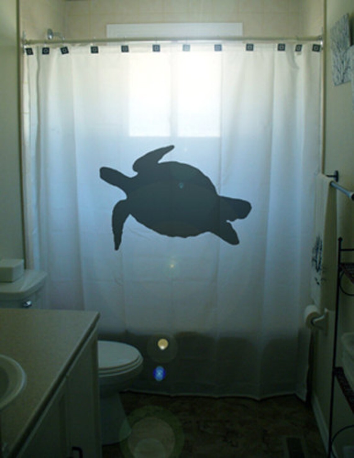 Sea Turtle Fabric Shower Curtain, Custom Length, Coastal Bathroom Decor ...