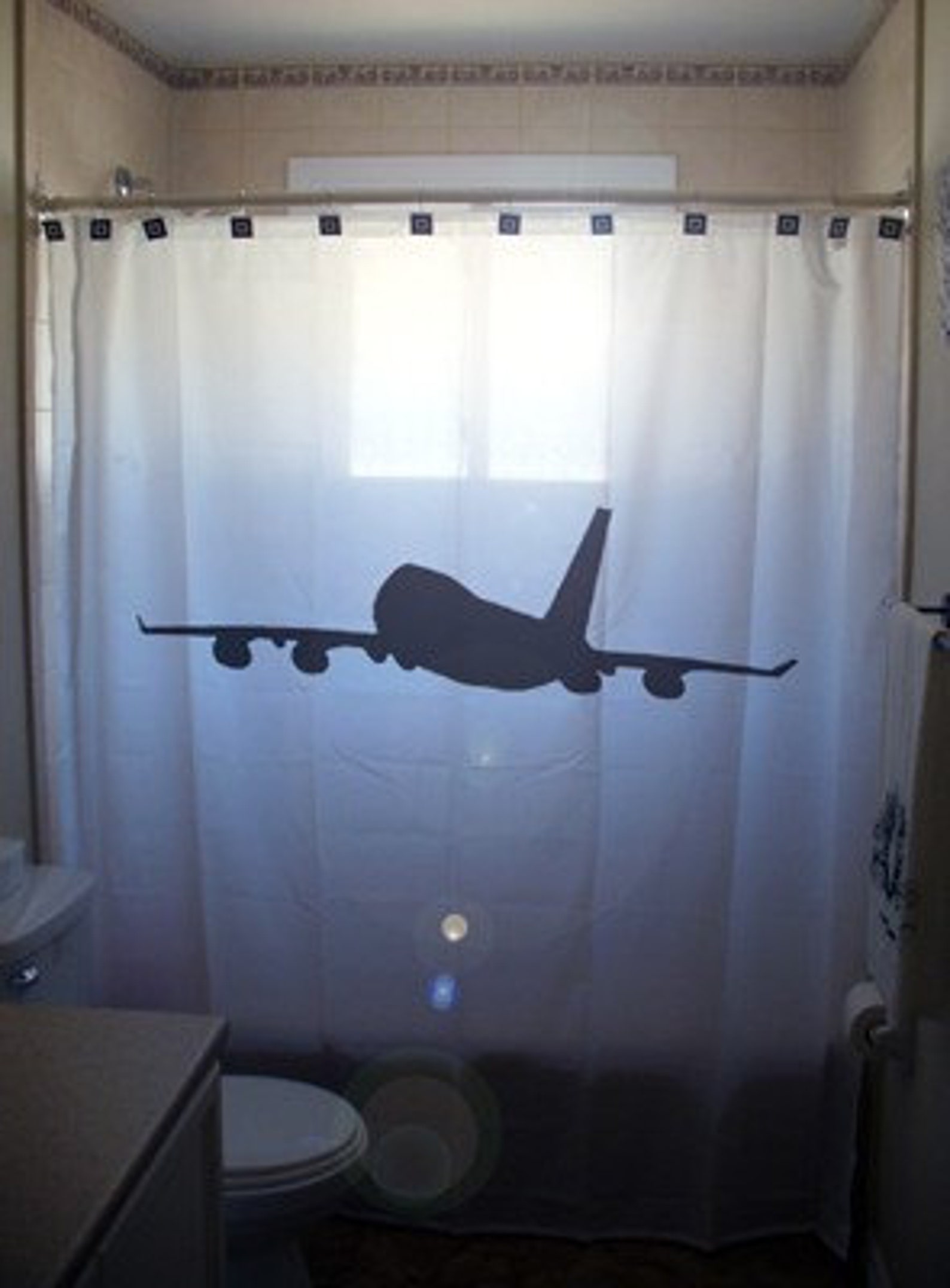Airplane Shower Curtain, Jumbo Jet Bathroom Decor, Aviation Gift for ...