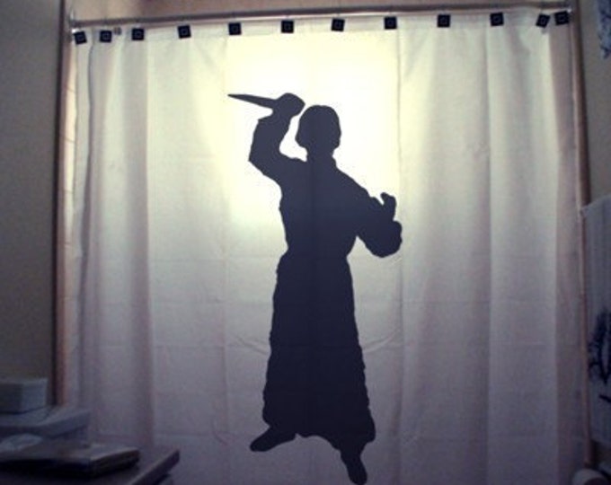 Killer Psycho SHOWER CURTAIN Halloween Horror Stab With Knife Scary - Etsy