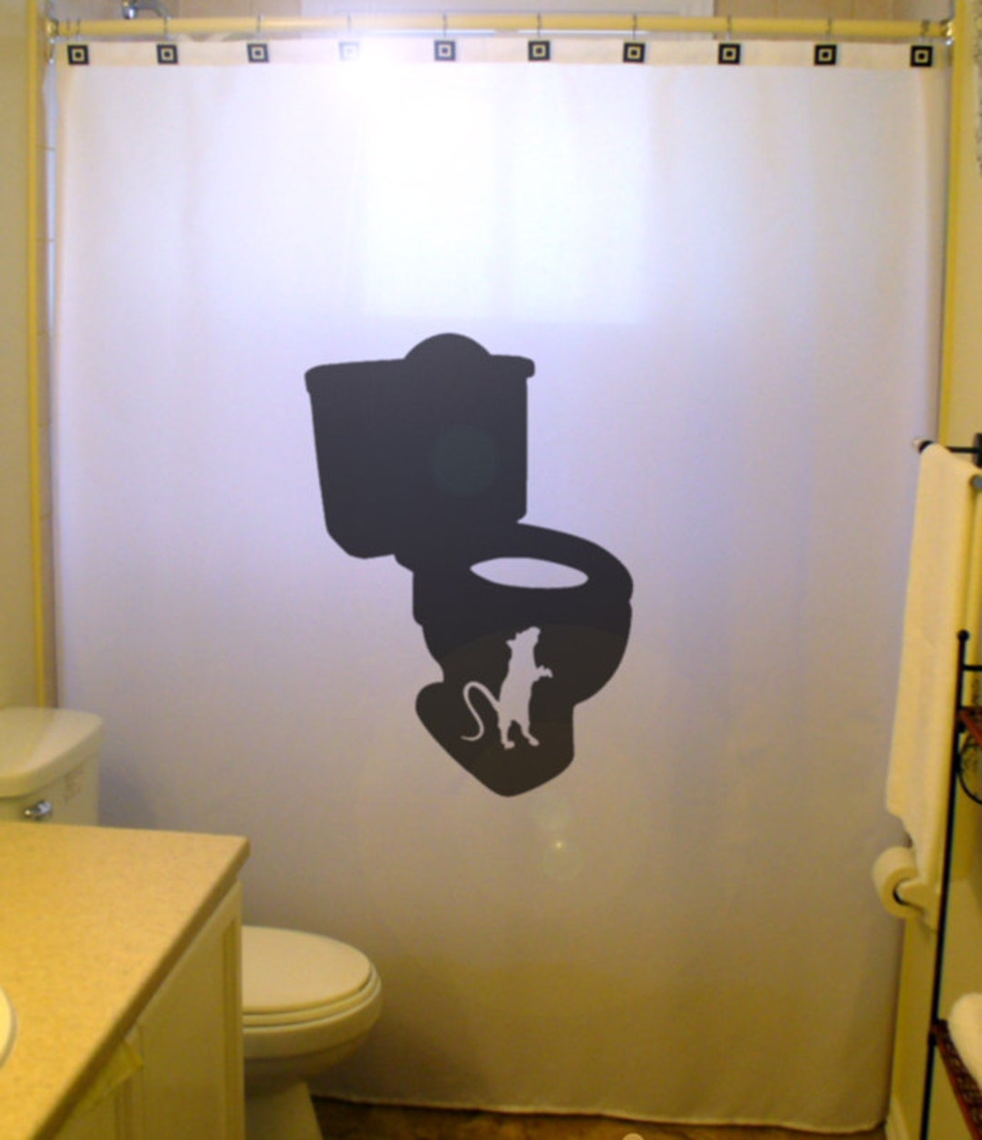 Toilet Rat Joke Funny Shower Curtain, Scary Bathroom Decor, Freaky ...