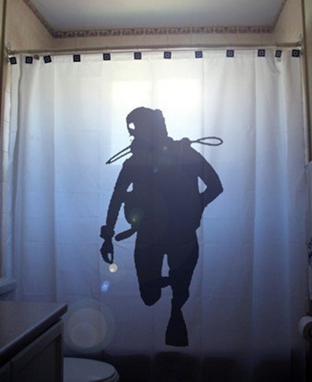 Scuba Diver Shower Curtain, Deep Sea Underwater Bathroom Decor - Etsy