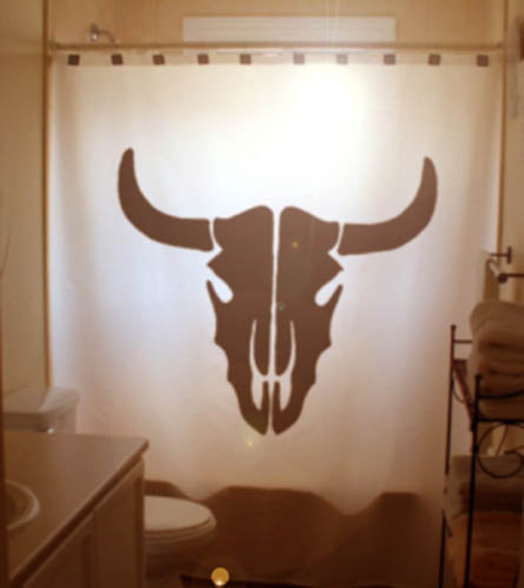 Cow Bull Skull Shower Curtain, Western Farmhouse Bathroom Decor. Extra ...