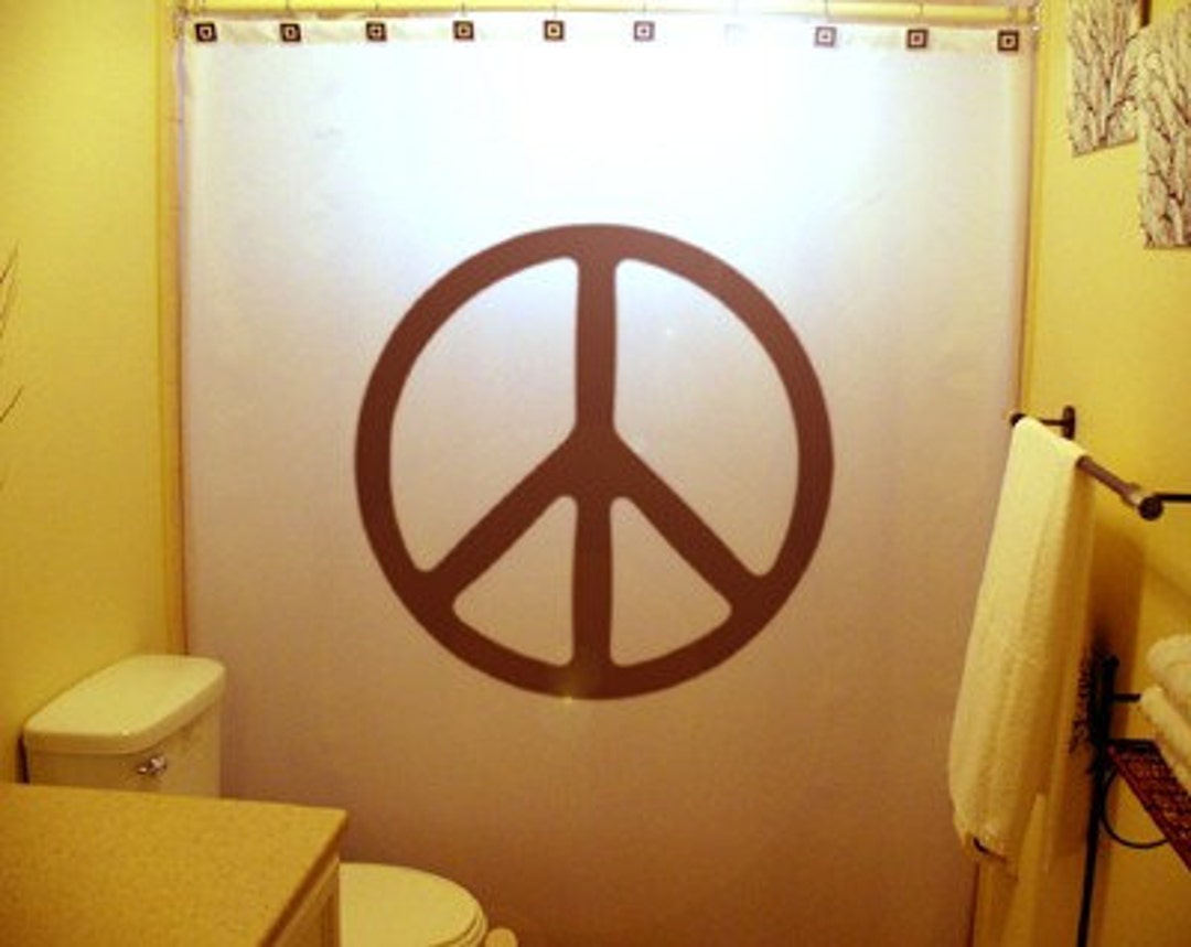 Peace Sign Shower Curtain, 70s Hippie Bathroom Decor, Custom Size - Etsy