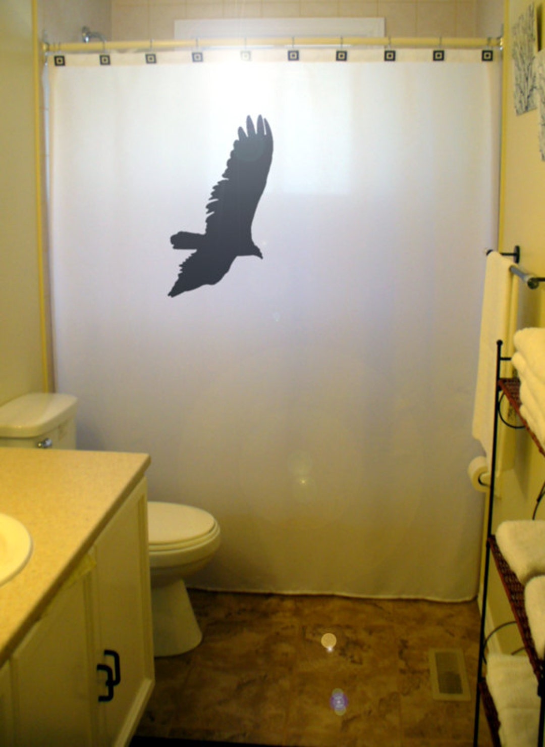 Eagle Hawk Shower Curtain, Bird Flying Bathroom Decor. Extra Long ...