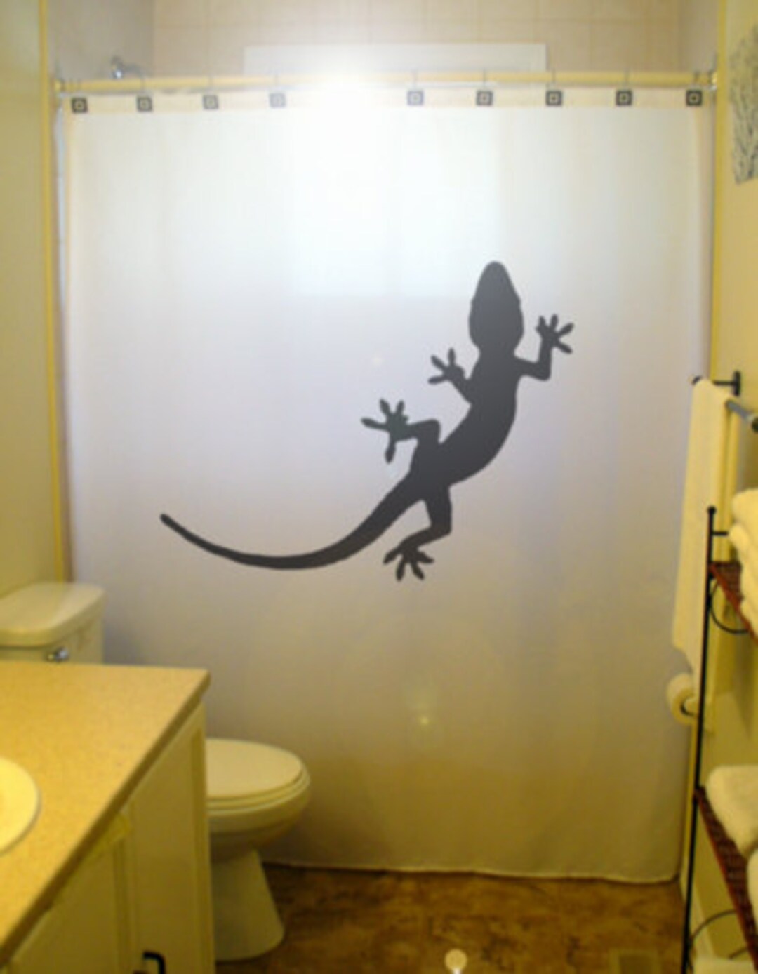 Lizard Shower Curtain, Gecko Reptile Bathroom Decor. Extra Long Fabric ...