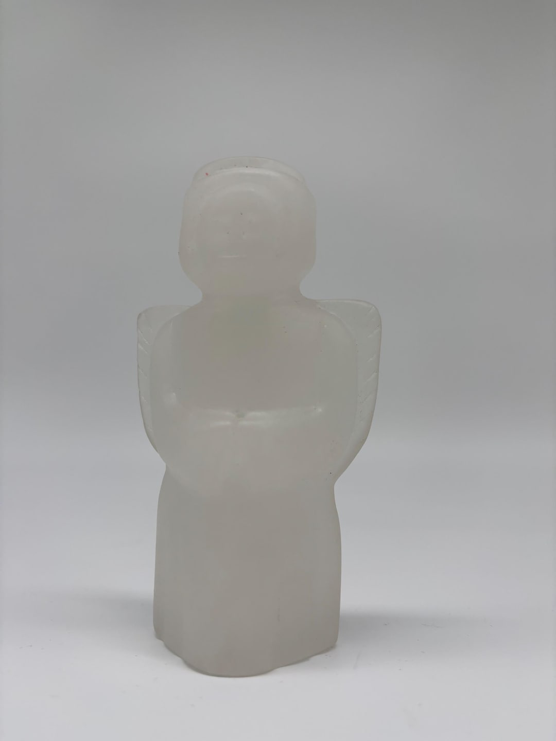 Vintage Minimalist Alabaster Angel Figurine - Translucent White Stone ...