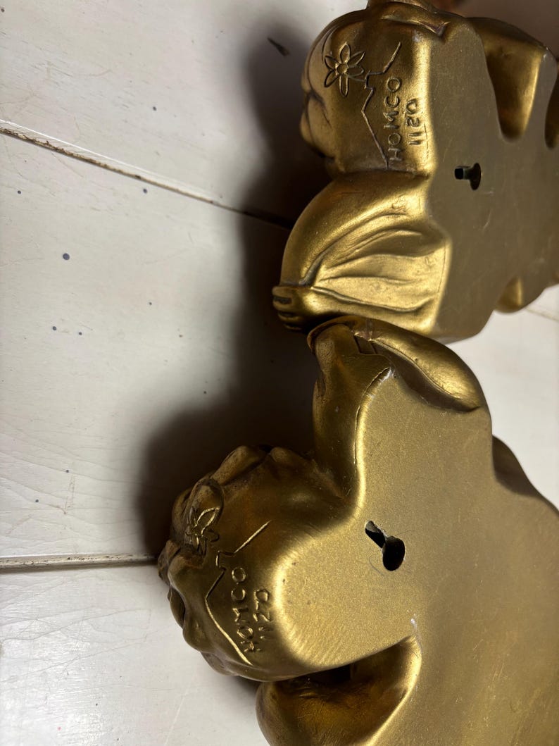 Vintage 1970s HOMCO Gold Cherub Wall Plaques Set of 2 Angel Figurines ...