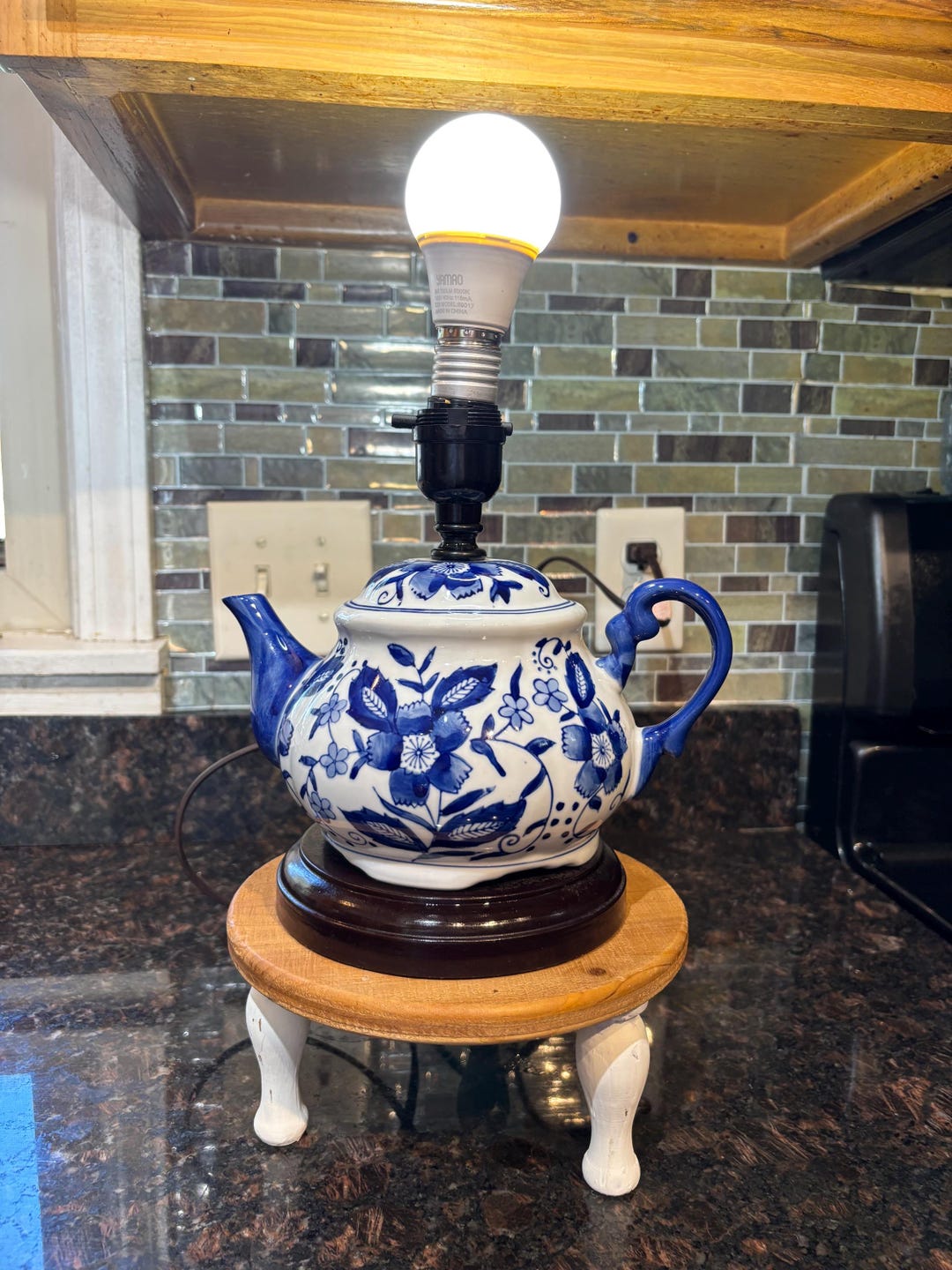 Vintage Teapot Table Lamp Delft Blue and White Porcelain Perfect ...