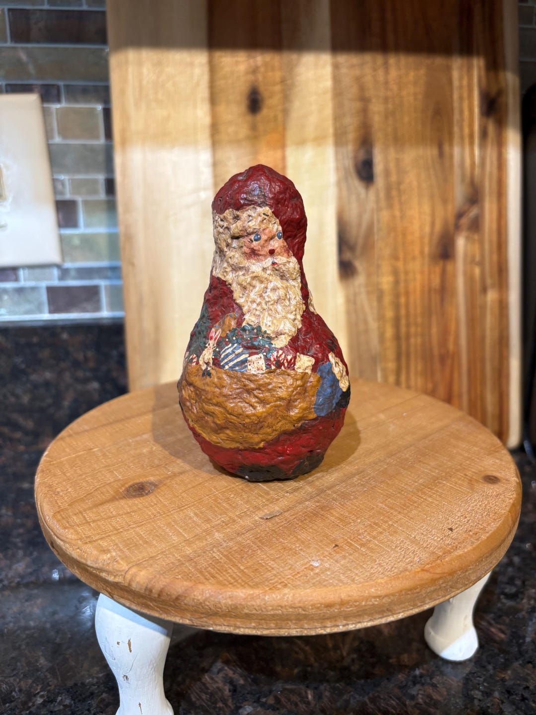 Vintage Primitive Folk Art Santa Claus Rattle Figurine Handcrafted ...