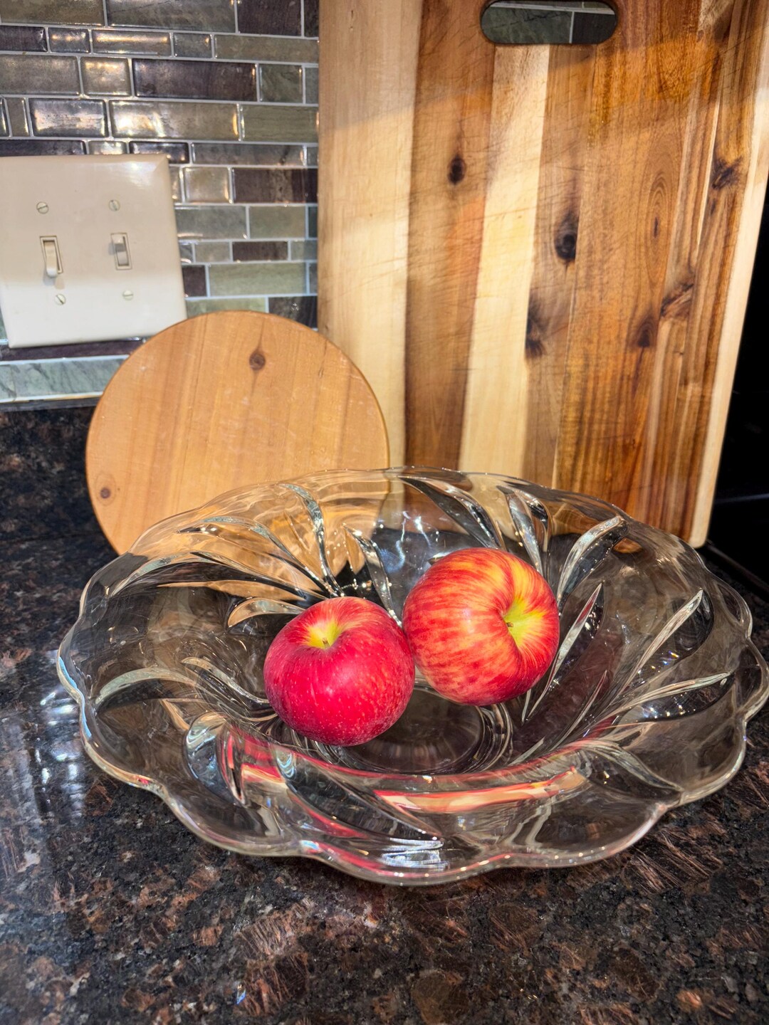 Vintage Indiana Glass Oleander Pattern Crystal Centerpiece Bowl - Large ...