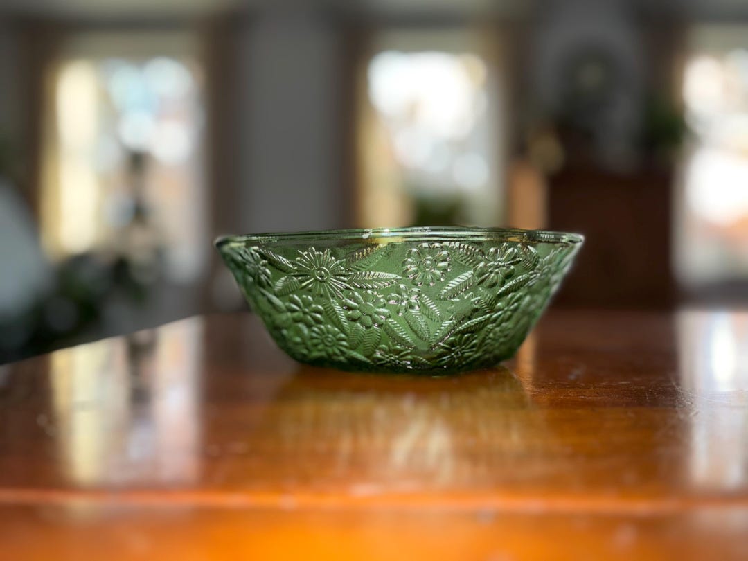 Vintage Indiana Glass Green Depression Bowl - Large 7.5” Pineapple ...