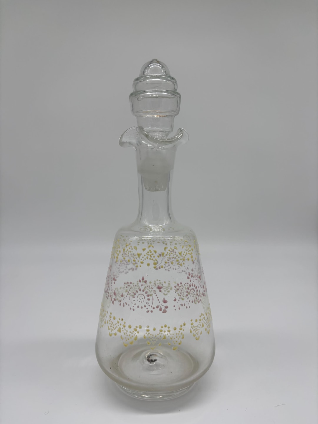 Vintage Queen Lace Crystal Decanter With Pink & Gold Hand-painted ...