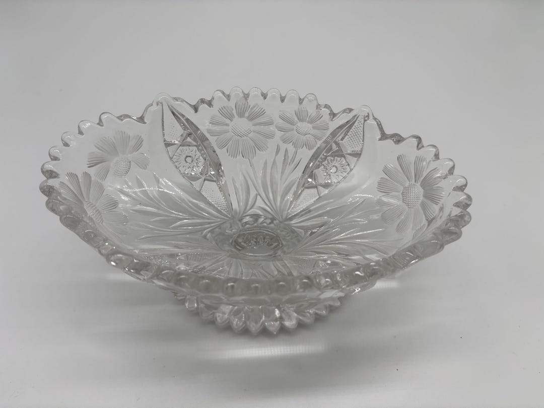 Antique Cambridge Near Cut Glass Compote - Early 1900s Pressed Glass ...
