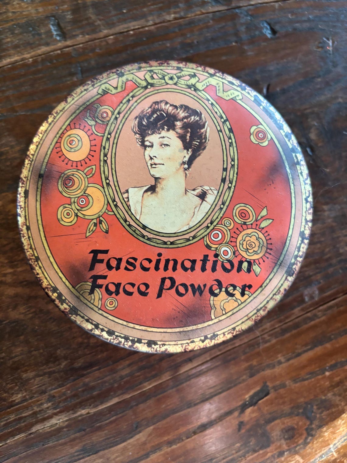 Rare Art Deco Fascination Face Powder Tin - 1920s Vintage Beauty Box ...