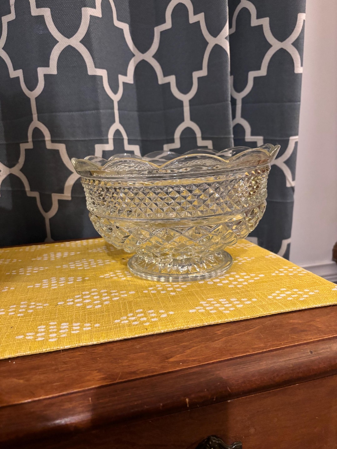 Vintage Anchor Hocking Wexford Footed Large Centerpiece Bowl Scalloped ...
