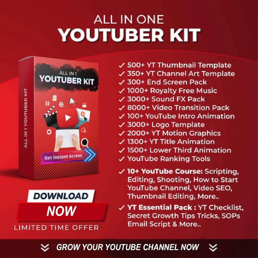 Youtube Kit Mega Bundle - Sound Effects, Motion Graphics, Channel ...
