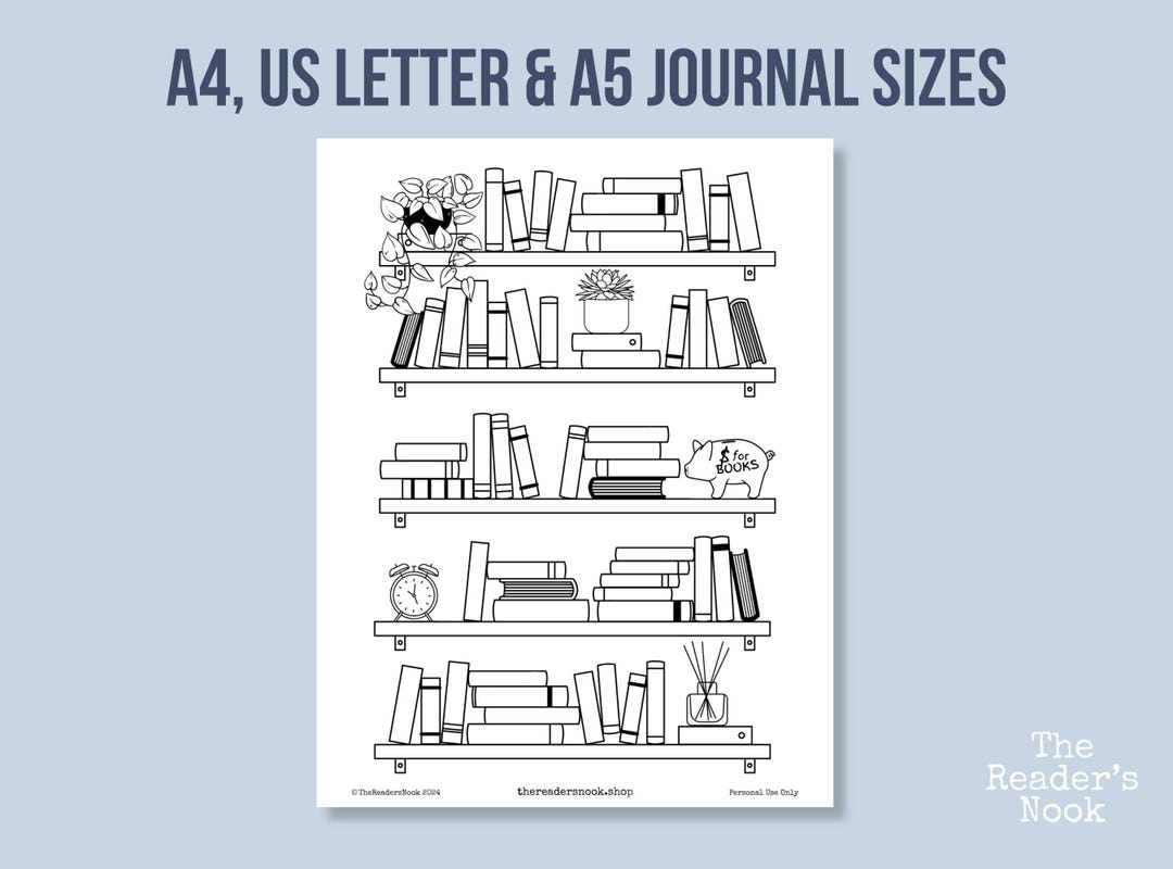 Bookshelf Reading Tracker PRINTABLE Journal Page Reading Log Book ...