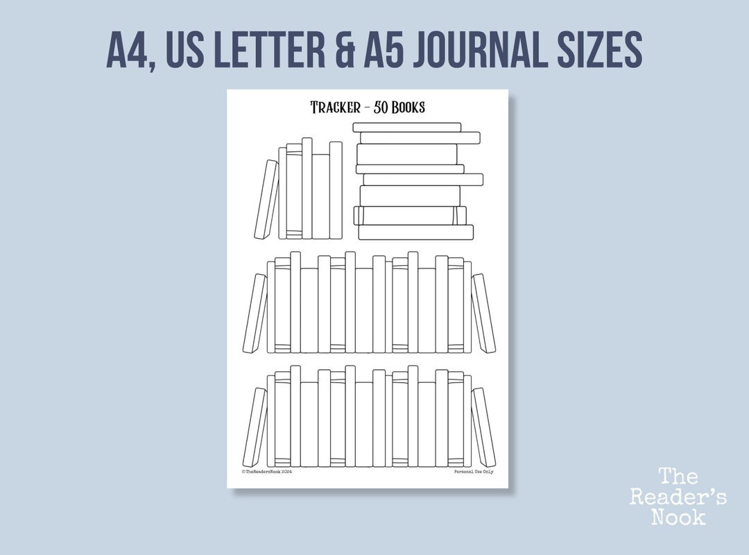 50 Books Tracker PRINTABLE Journal Page Reading Log Book Journal Page ...