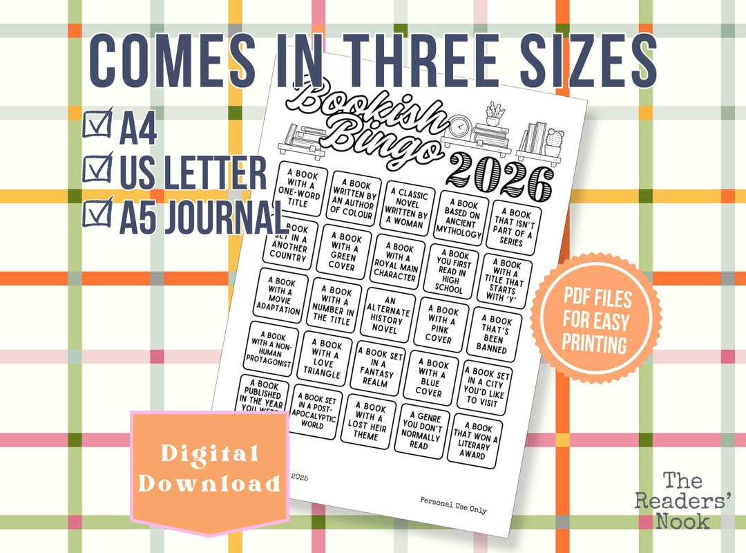 Bookish Bingo 2026 Printable: Reading Challenge Tracker (digital ...