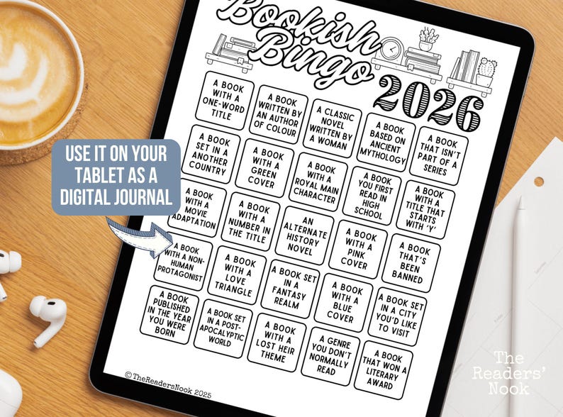 Bookish Bingo 2026 | PRINTABLE Journal Page | Reading Log - Book ...