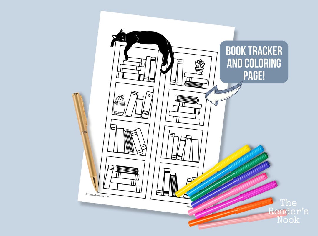 Cat and Bookshelves Reading Tracker | PRINTABLE READING LOG | Book ...