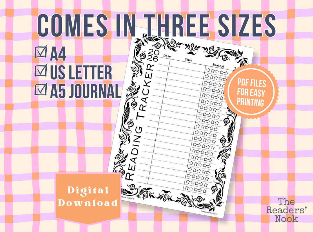 Reading Tracker 2026 | PRINTABLE Journal Page | Reading Log - Book ...