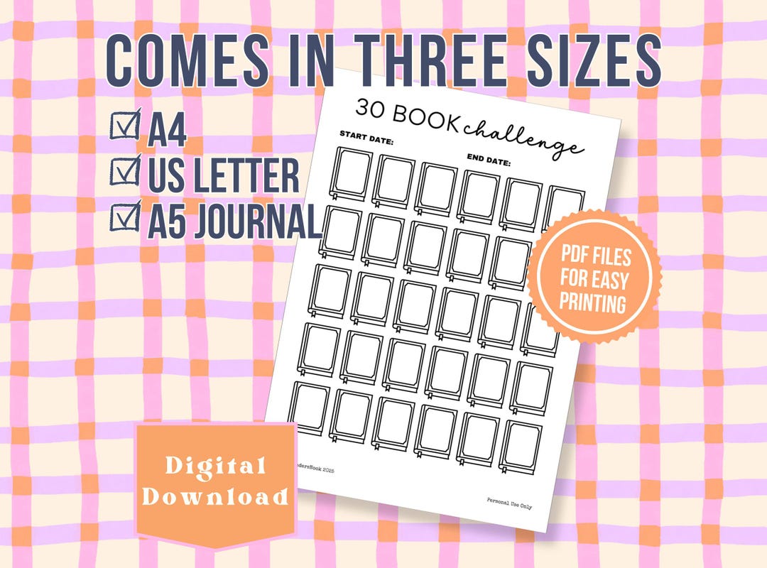 30 Book Challenge - PRINTABLE Journal Page - Reading Tracker Log ...