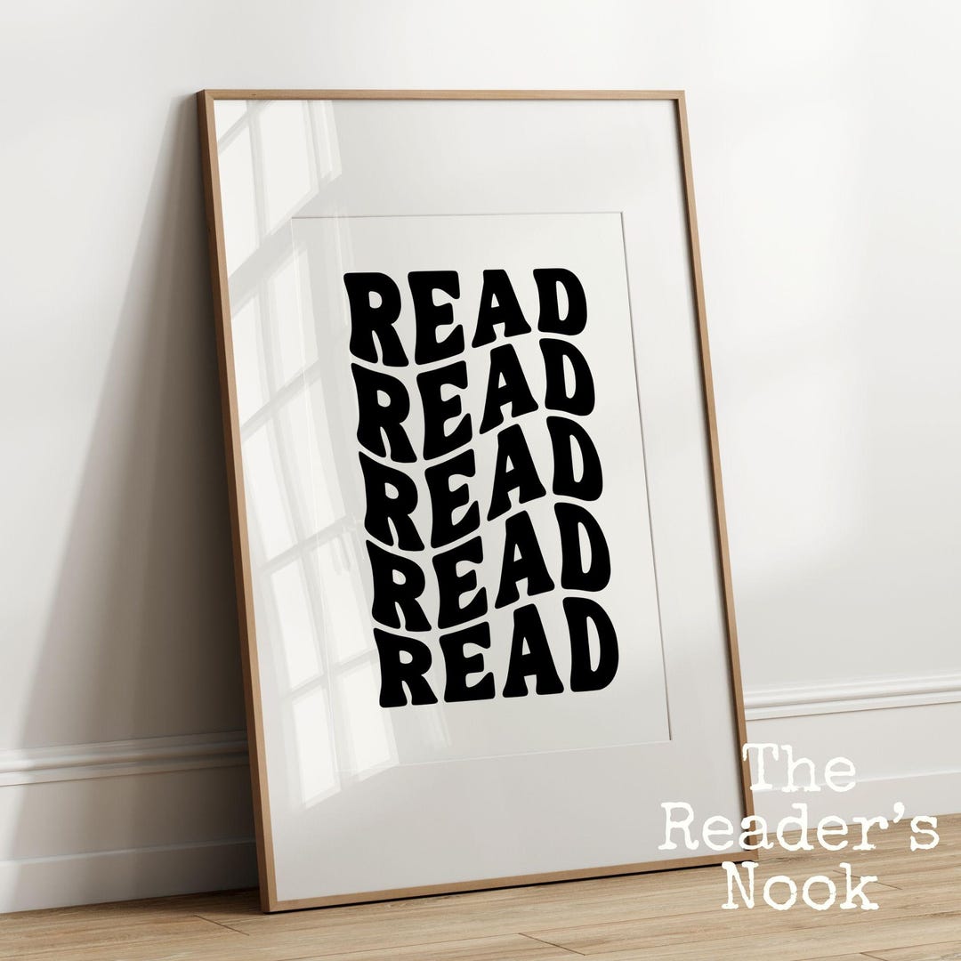 Bookish Wall Art READ Wavy Text | Poster for Reading Nook or Office ...