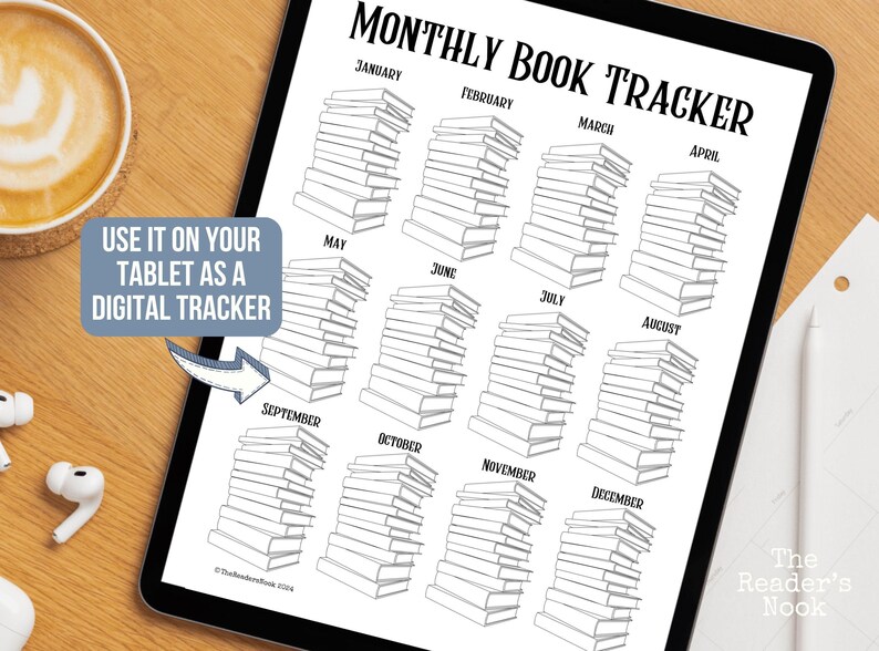 Monthly Reading Tracker | PRINTABLE Journal Page | Reading Log - Book ...