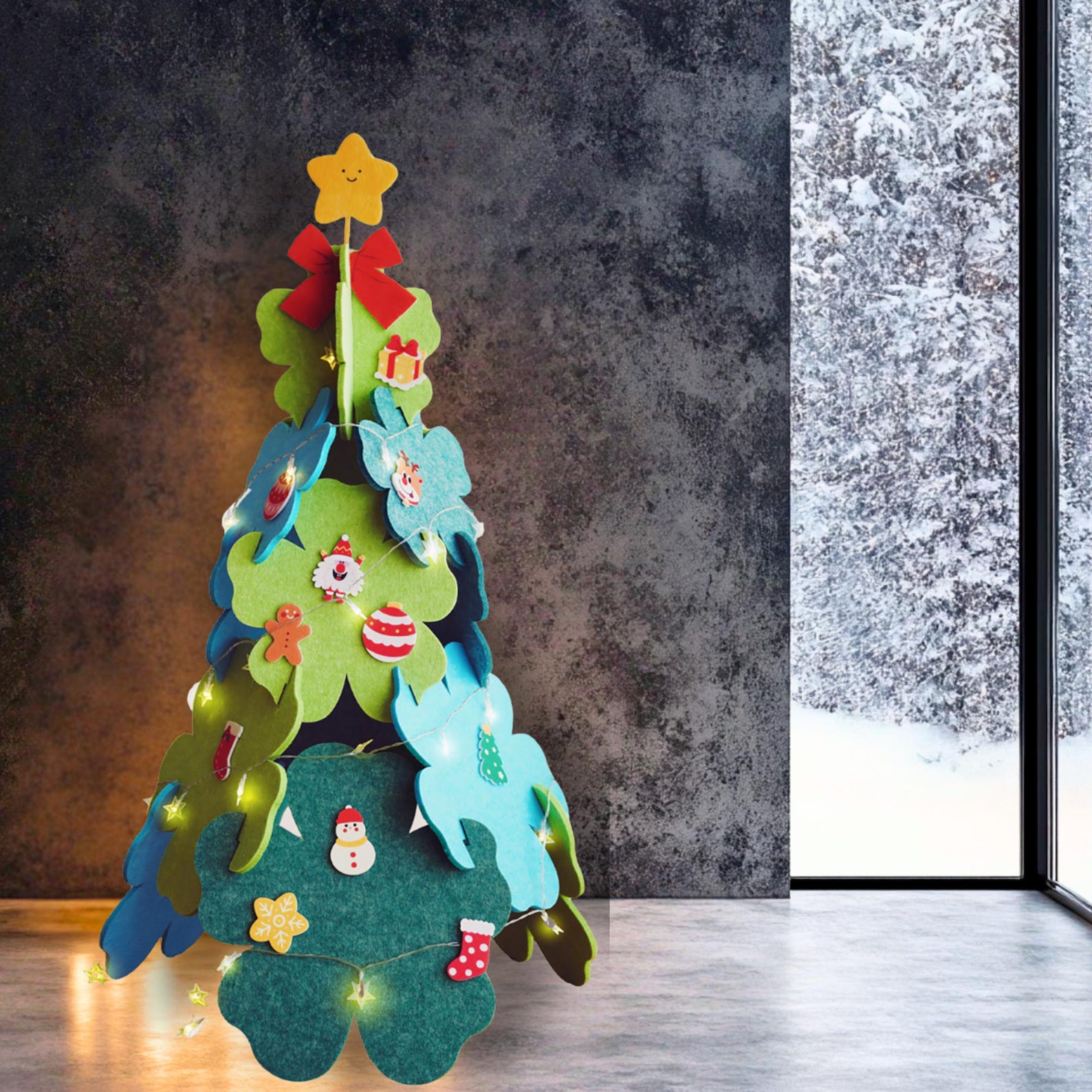 Located-usa! FREE SHIPPING! 3.8ft 3D Felt Christmas Tree for Kids and ...