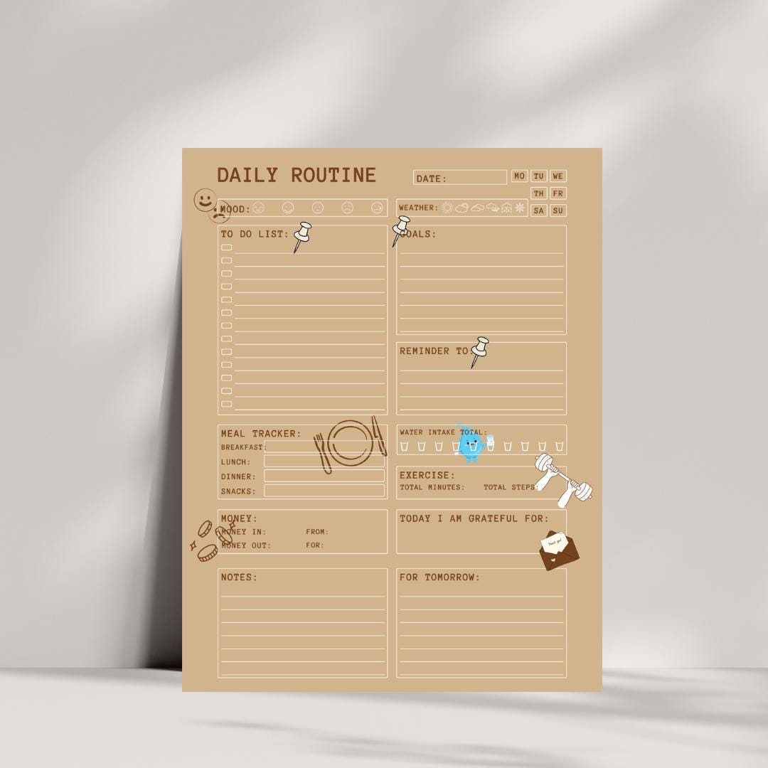 Daily Routine Planner With Habit Tracker, Time Management Tool, Morning ...