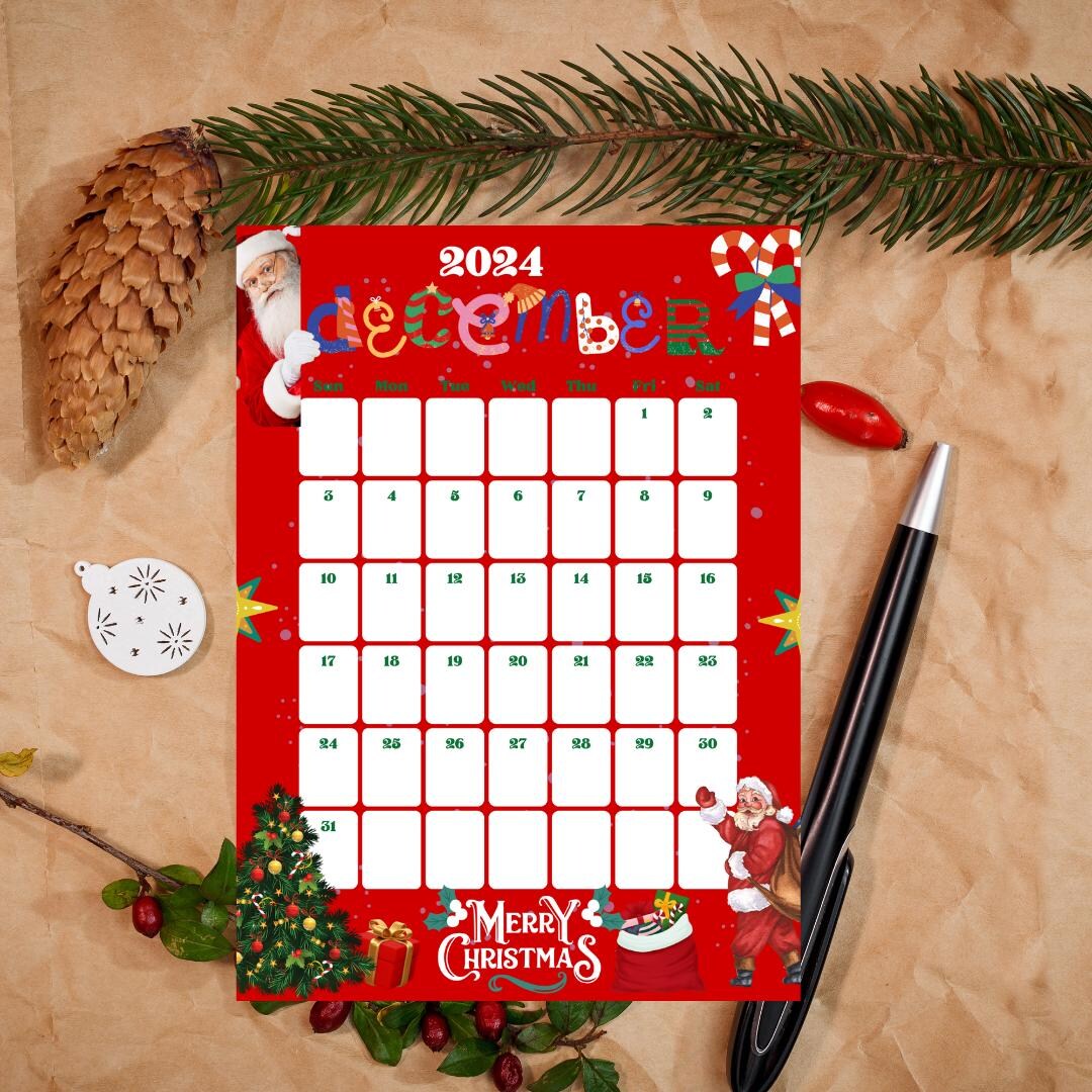 December Monthly Planner 2024 Editable Calendar Holiday Stickers Winter ...