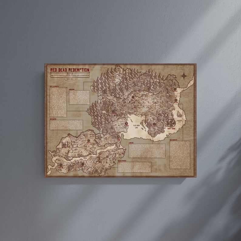 The World of Red Dead Redemption Digital Download Hand Drawn Wallpaper ...