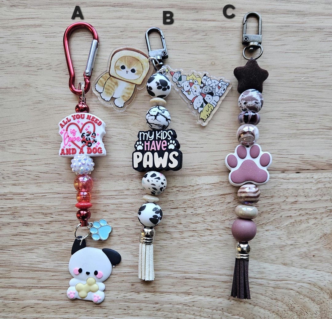 Paw Beaded Keychains | Puppy | Dog | Cat | I Love My Pet - Etsy